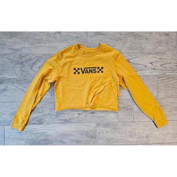 Vans | Tops | Womens Vans Crop Top Blouse Yellow Long Sleeve Shirt Size ...